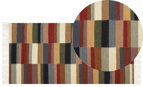 Vlněný kelimový koberec 80 x 150 cm vícebarevný MUSALER Beliani