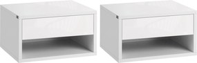 HOMCOM Set 2 Floating Nightstands - Noční stolky se zásuvkou do ložnice a obývacího pokoje 37x32x21 cm Bílá | Aosom
