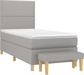 Box spring postel s matrací světle šedý 100 x 200 cm textil 3137053