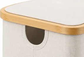 koš na prádlo, objem 180+ l, s víkem, 3 odnímatelné tašky, látka/bambus, 75x58x40 cm, béžová/přírodní, Dekorino KP20260004