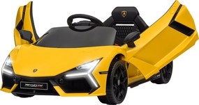 AIYAPLAY elektrické auto 12V licencovaný Lamborghini Revue, dálkové ovládání, rychlost 3-5 km/h, 3-5 let, žluté