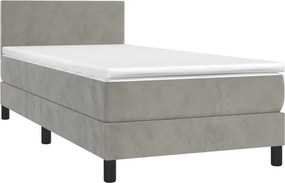 Box spring postel s matrací světle šedá 90x190 cm samet 3141155