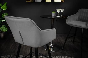 Designová barová židle Esmeralda šedý samet