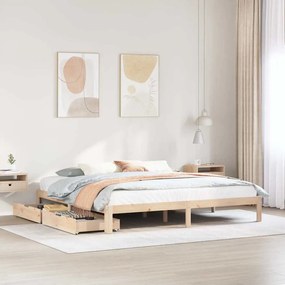 Rám postele se zásuvkami bílý 75 x 190 cm masivní borové dřevo