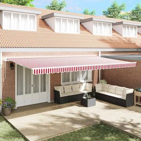 Stahovací markýza Červená a Bílá 600 × 300 cm 3331605