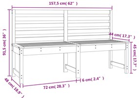 Zahradní lavice bílá 157,5 cm masivní borové dřevo,  824040