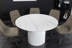 Kulatý jídelní stůl Parthenia 120 cm vzor bílý mramor