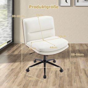 Costway Židle se zkříženýma nohama na kolečkách Polstrovaná psací židle bez