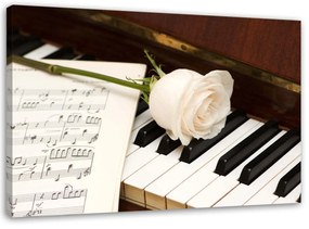 Obraz na plátně Hudba Piano Rose Noty - 60x40 cm