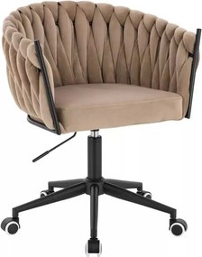 LuxuryForm DESIGN Otočná židle NORDEN VELUR na černé podstavě s kolečky - latte
