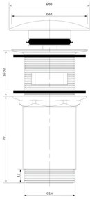 OMNIRES A706BM - Umyvadlová výpusť CLICK-CLACK pr. 6,6 cm matná bílá