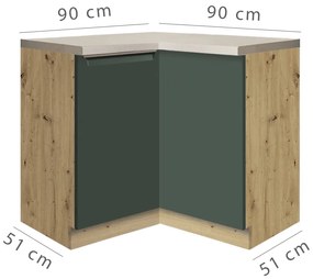 GLAMOUR z | dolní skříňka GLA-16D rohová | 90x90 cm | zelená mat