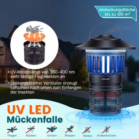 Costway Elektrický hubič hmyzu 2 v 1 Lampa proti komárům s LED světlem USB