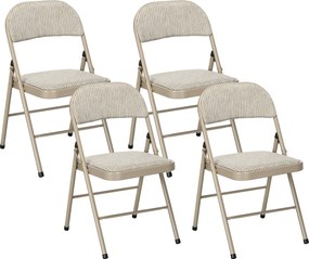 HOMCOM Sada 4 skládacích židlí, přenosné jídelní židle, skládací židle s lněným polštářem a ocelovým rámem 45 x 46 x 78 cm beige | Aosom