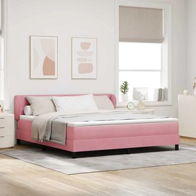 Postel s boxspringem s čelo Růžová 180 x 200 cm samet 3340405
