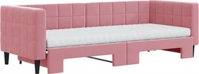 Válenda s přistýlkou a matracemi růžová 80 x 200 cm samet 3196711