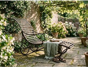 Tmavě hnědé kovové zahradní lehátko Kuwa – Garden Pleasure