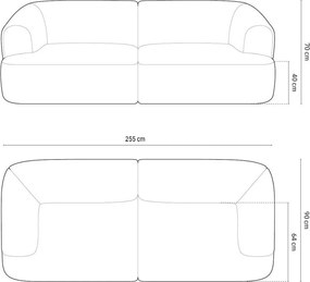 Světle šedá sametová pohovka 255 cm Campi – Cosmopolitan Design