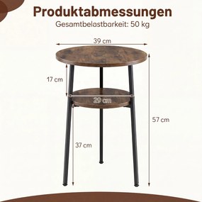 Costway Sada 2 konferenčních stolků kulatý odkládací stolek Ø39 cm