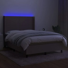 Box spring postel s matrací a LED taupe 140x190 cm textil 3138153
