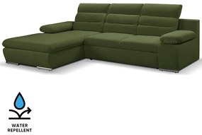 Sedací souprava GRECO MINI | 185x278 cm | LEVÁ | 39 tmavě zelená WATER REPELLENT | rozkládací + úložný prostor