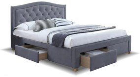 Čalouněná postel CS11012 s úložným prostorem, velvet šedá látka, 160x200 cm