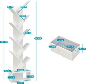 10-patrové knihovna v bílé barvě