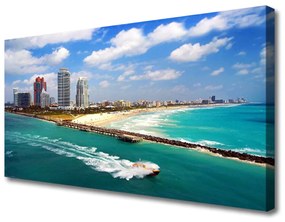 Obraz na plátně Moře Pláž Město Krajina 100x50 cm