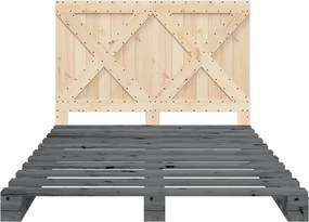Rám postele s čelem šedý 140 x 200 cm masivní borové dřevo 3281582