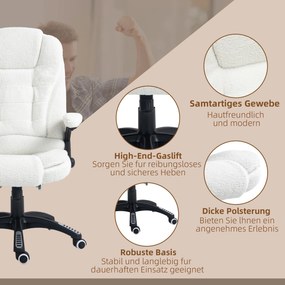 Kancelářská židle Vinsetto s vibračním masážním systémem, ergonomická židle s vyhříváním, sklápěcí funkce, výškově nastavitelná exekutivní židle s dá…