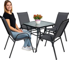 TRENDIE Sestava zahradního nábytku - 4 židle a stůl 80x80cm