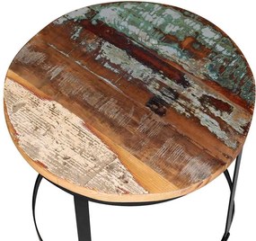 2 konferenční stolky masivní recyklované dřevo kulaté 40cm/50cm 244007