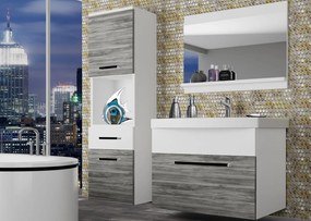 Koupelnový nábytek Belini šedý antracit Glamour Wood / bílý mat + umyvadlo + zrcadlo  ROD M 3/0/W/GW1W/0/ZW