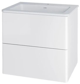 Mereo Siena, koupelnová skříňka s umyvadlem z litého mramoru 61 cm, bílá lesk CN410M