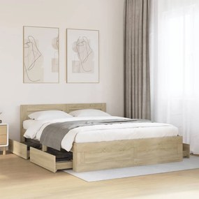Rám postele s čelem dub sonoma 150 x 200 cm kompozitní dřevo 3295557