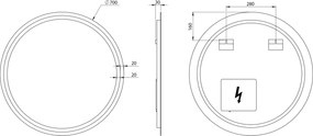 Sapho NYX kulaté zrcadlo s LED osvětlením o 70 cm NY700