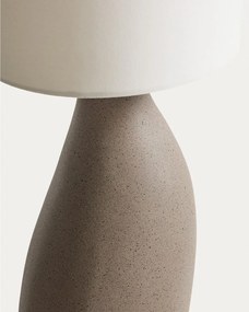Bílá/světle šedá stolní lampa s textilním stínidlem (výška 77 cm) Viona – Kave Home