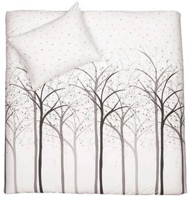 SCANquilt povlečení SATÉN DESIGN trees béžovočerná 140 x 200/70 x 90 cm