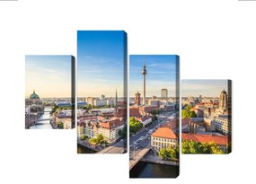 Vícedílný obraz Řeka Spréva A Panoramatický Výhled Na Berlín Nedostatek Nedostatek Přírodní plátno 240x150