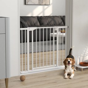 PawHut rozšiřitelná bezpečnostní brána pro děti a psy — vhodná pro otvory 96–103 cm × 76 cm, bílá — autozavírání, otevírání oběma směry, montáž na tl…