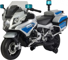 Ramiz Dětská elektrická policejní motorka BMW R1200RT + pomocná kolečka + zvuky + LED + EVA + pomalý start