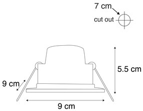 Sada 6 zapuštěných bodových světel černých vč. LED 3-stupňový stmívač IP65 - Simply