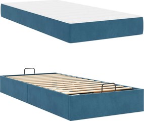 Rám postele s matrací 2 ks Modrá samet 3399544