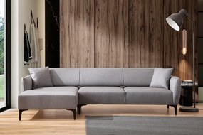 HANNAH HOME Rozkládací šedá pohovka BELISSIMO s lenoškou vlevo 560ARE1803
