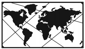 Walenty Kovová nástěnná dekorace obraz mapa světa 100x56cm černá