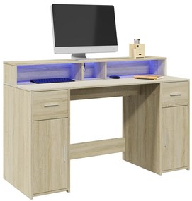 Psací stůl s LED dub sonoma 140 x 55 x 91 cm kompozitní dřevo 3309422