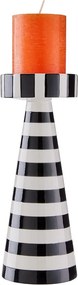 STRIPES Svícen na sloupovou svíčku 25 cm - černá/bílá