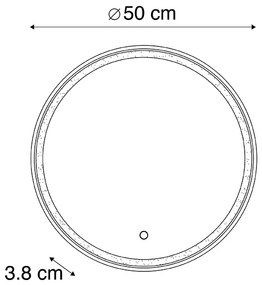 Koupelnové zrcadlo měděné 50 cm vč. LED 3-krokové stmívatelné s dotykovým kulatým - Miral