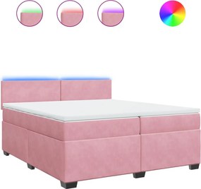 Box spring postel s matrací růžová 200x200 cm samet 3288701