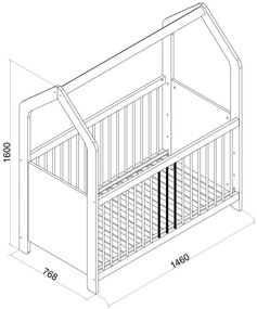 Dětská funkční postýlka 70x140 Spencer - bílá/šedá
